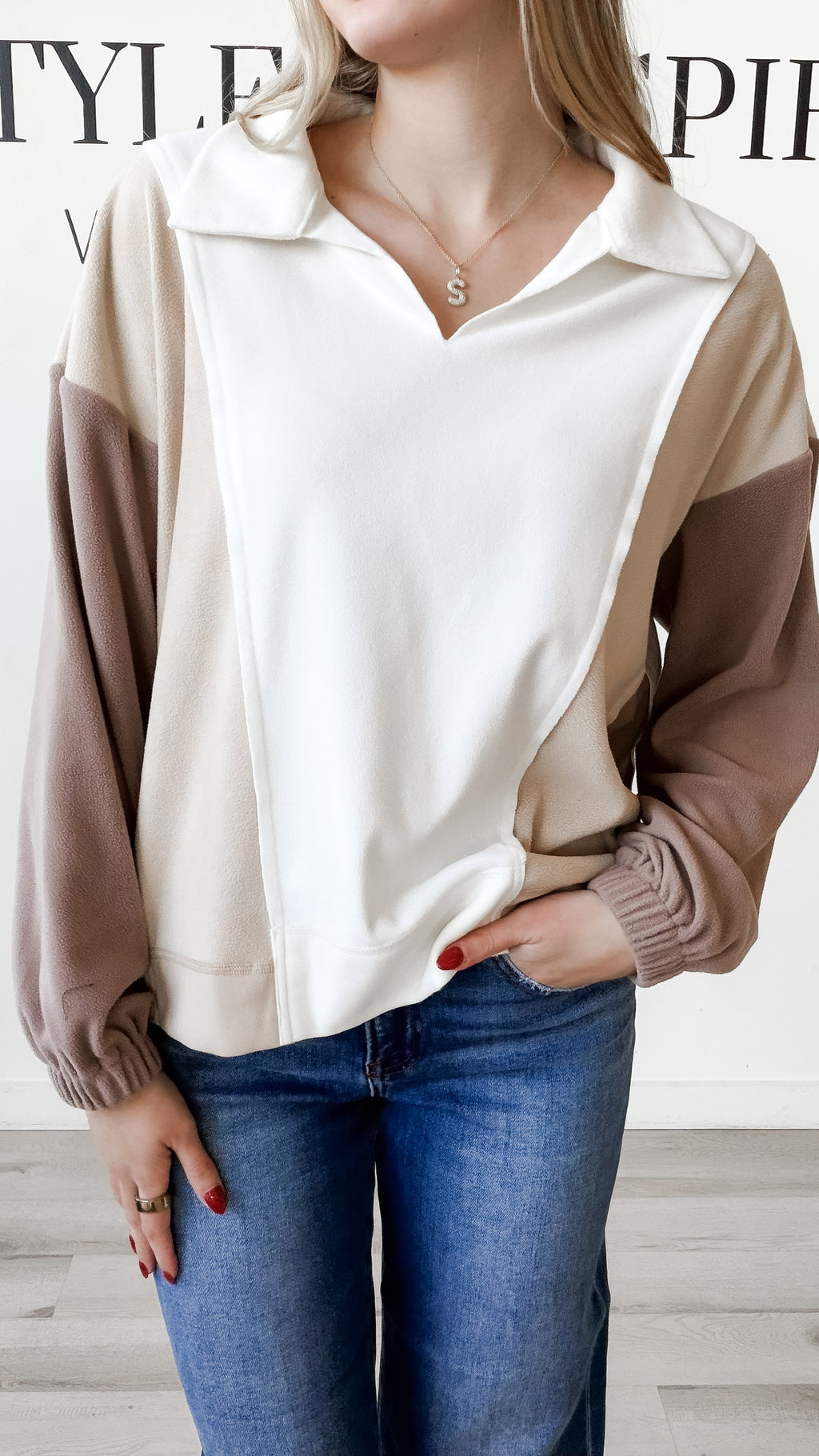 Katherine Color Block Top – White Peony Boutique