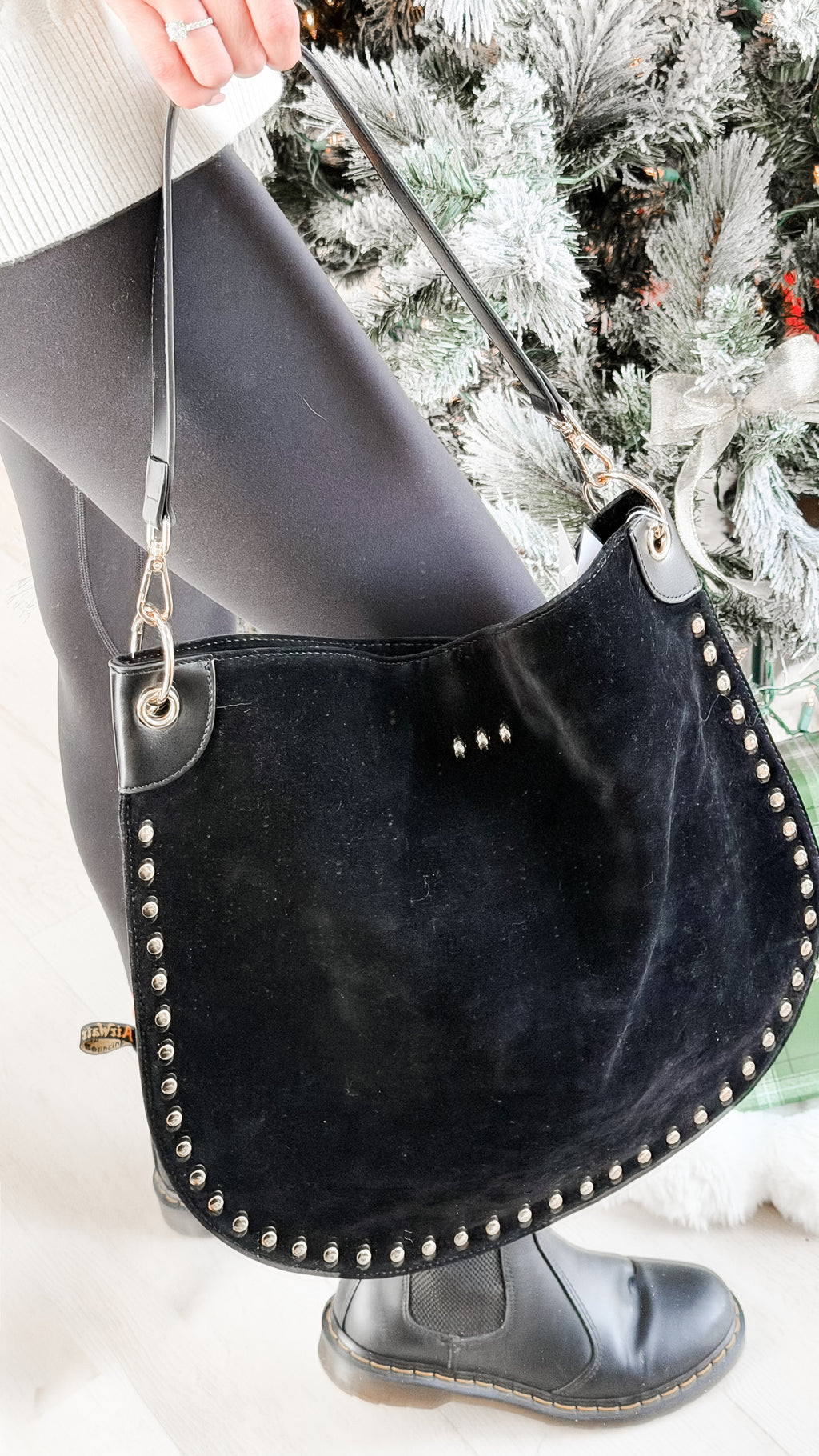 Rosalie Rivet Suede Hobo Bag. *Final Sale* – White Peony Boutique